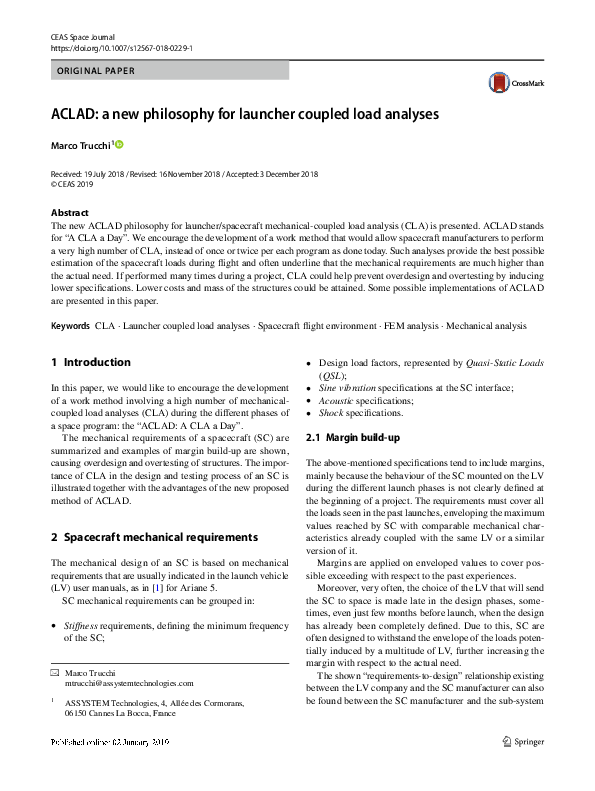 (PDF) ACLAD: a new philosophy for launcher coupled load analyses