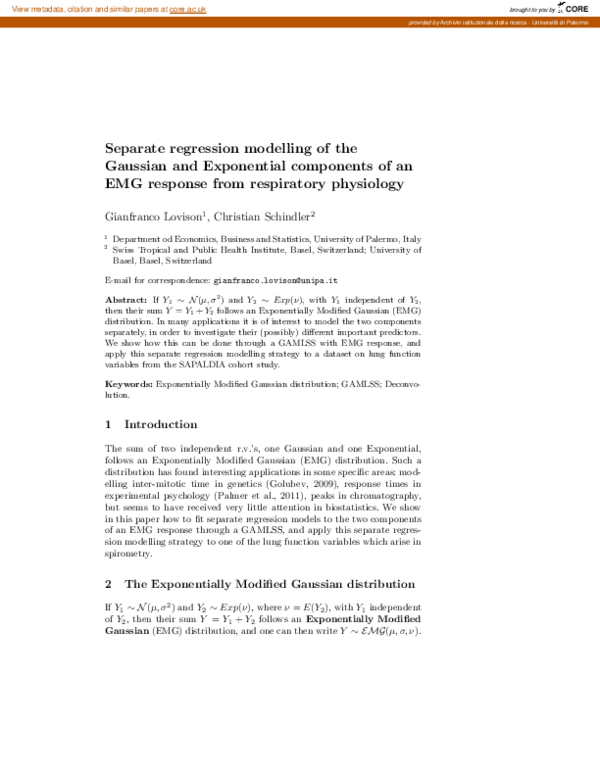(PDF) Separate regression modelling of the Gaussian and Exponential ...
