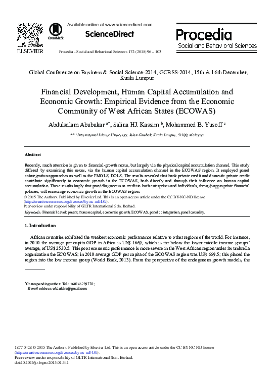 (PDF) Financial Development, Human Capital Accumulation and Economic ...