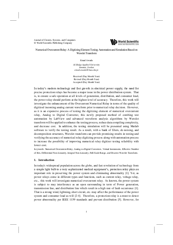 Pdf Numerical Overcurrent Relay A Digitizing Element Testing Automation And Simulation Based