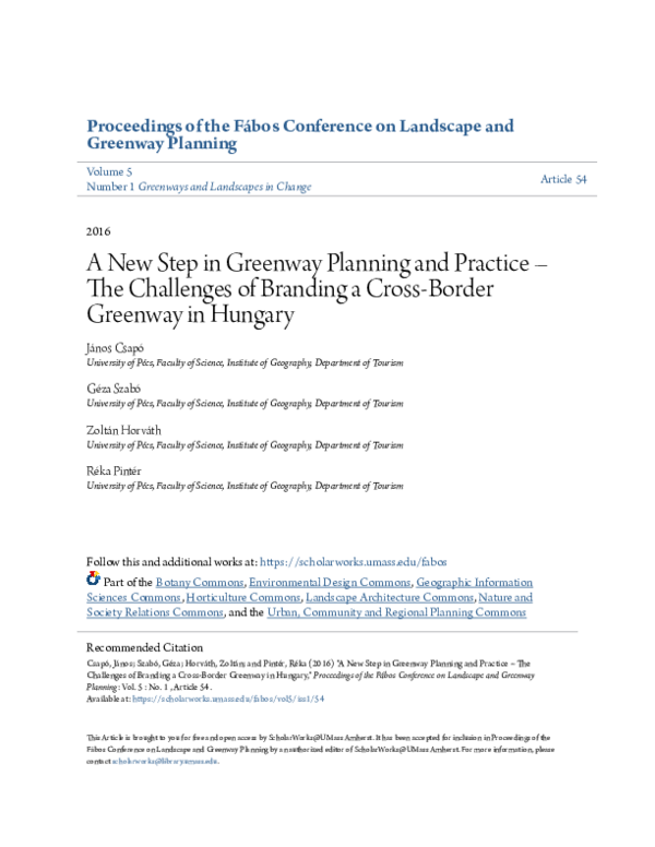 (PDF) A New Step in Greenway Planning and Practice – The Challenges of ...