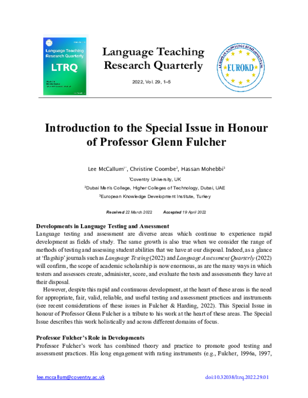 (PDF) lee.mccallum@coventry.ac.uk Language Teaching Research Quarterly ...