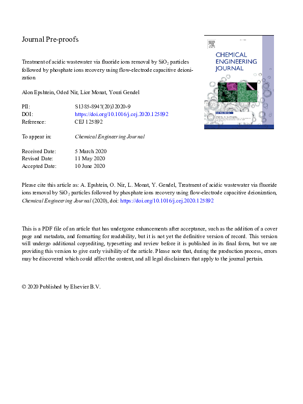 (PDF) Treatment of acidic wastewater via fluoride ions removal by SiO2 ...