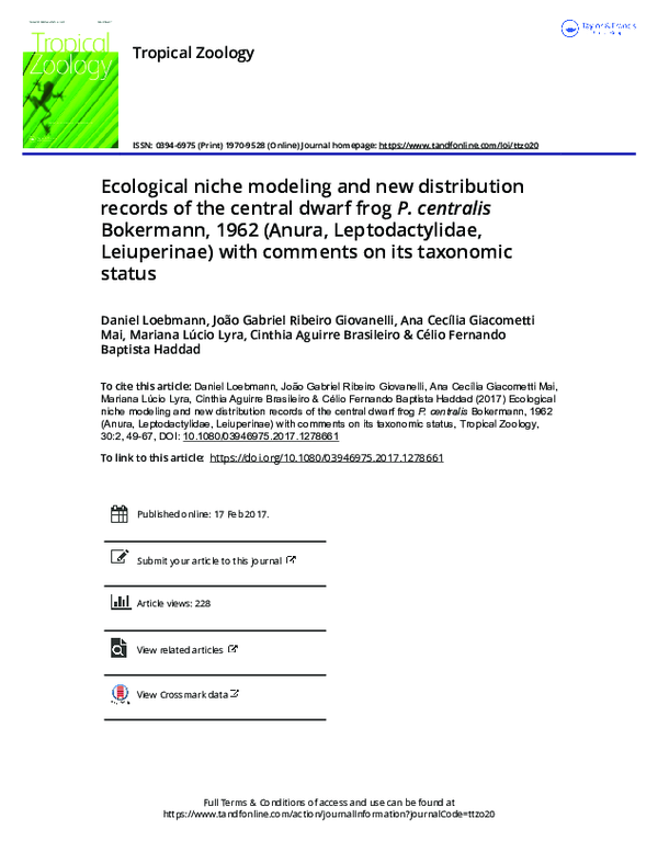 (PDF) Niche Modeling and Distribution of P. centralis