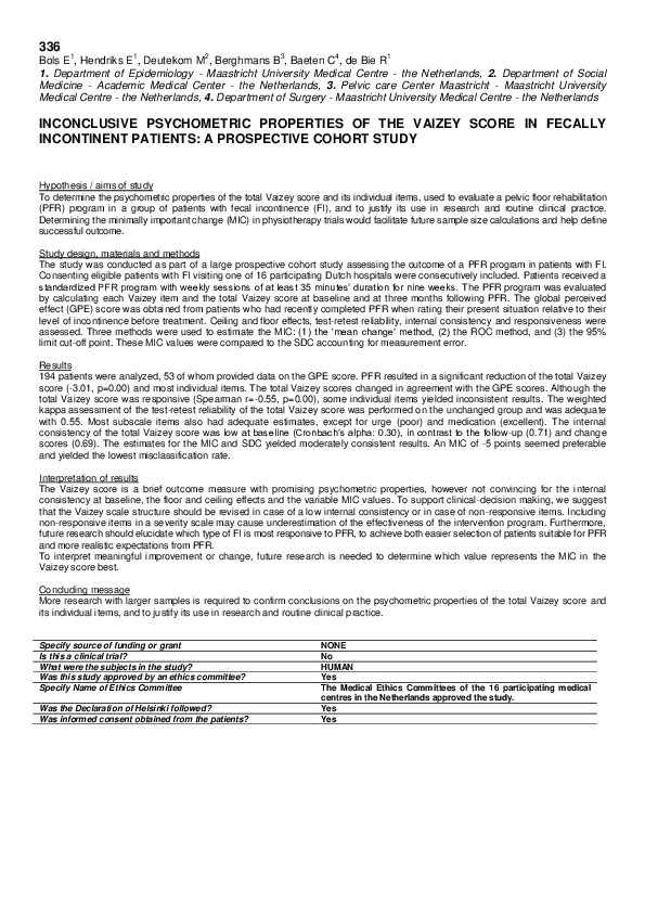 (PDF) Inconclusive psychometric properties of the Vaizey score in ...