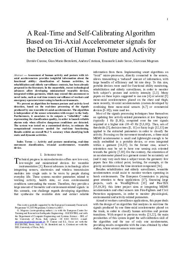 (PDF) A Real-Time and Self-Calibrating Algorithm Based on Tri-Axial Accelerometer signals for ...