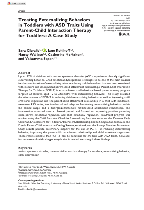 (PDF) Treating Externalizing Behaviors in Toddlers with ASD Traits ...