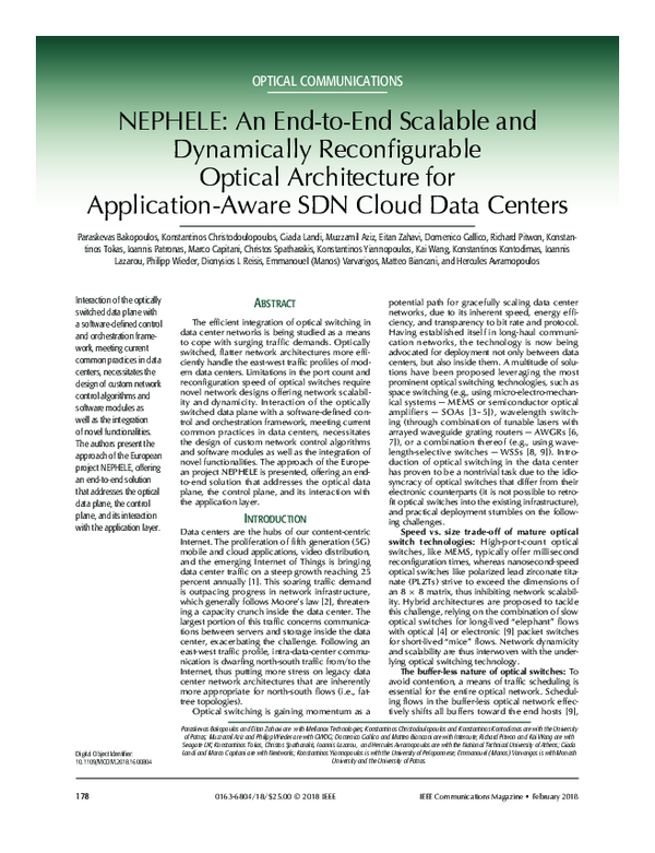 Pdf Nephele An End To End Scalable And Dynamically Reconfigurable Optical Architecture For