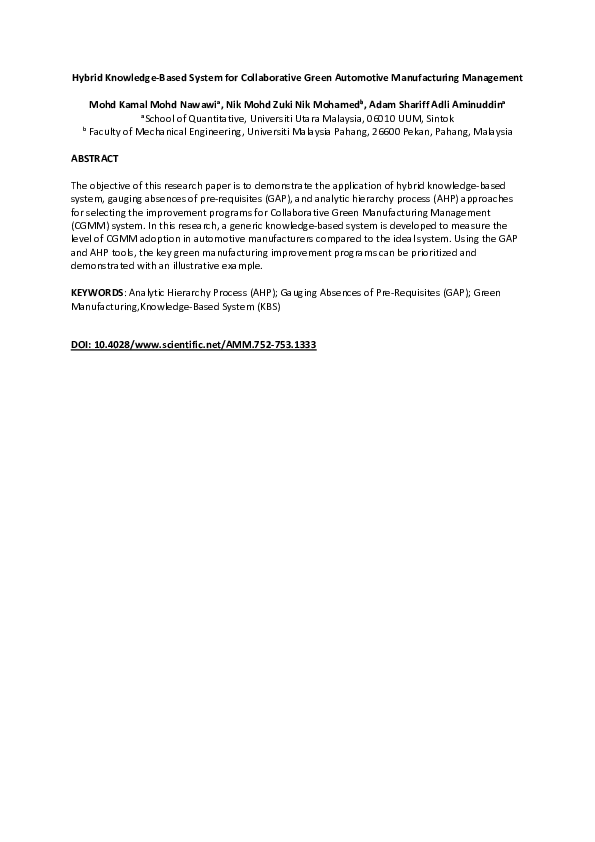 (PDF) Hybrid Knowledge-Based System for Collaborative Green Automotive ...