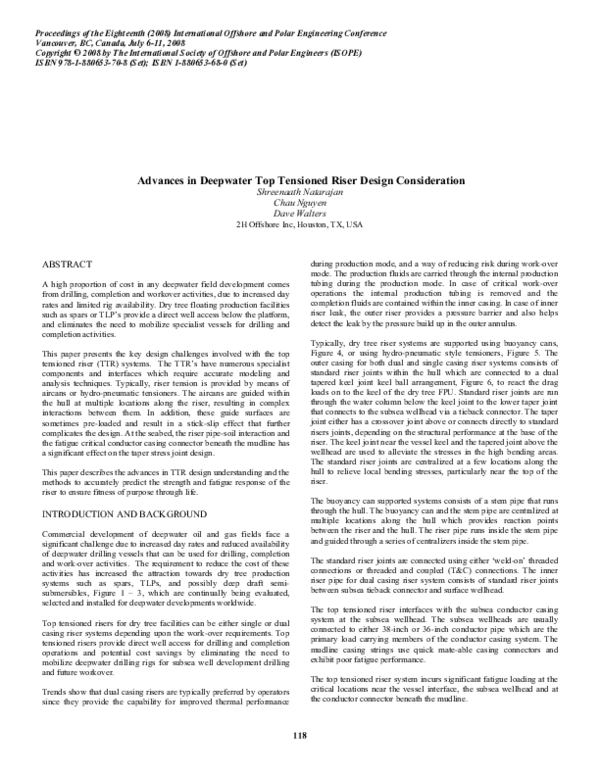 (PDF) Advances in Deepwater Top Tensioned Riser Design Consideration