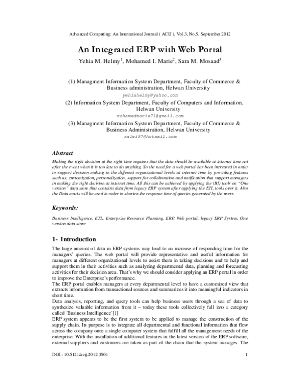 (PDF) An Integrated ERP with Web Portal