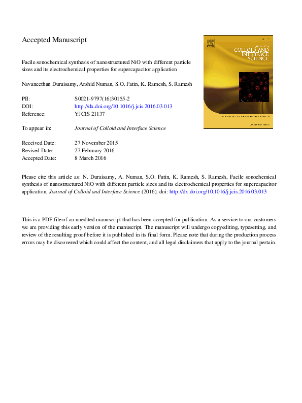(PDF) Facile sonochemical synthesis of nanostructured NiO with ... (PDF) Facile sonochemical synthesis of nanostructured NiO with ...