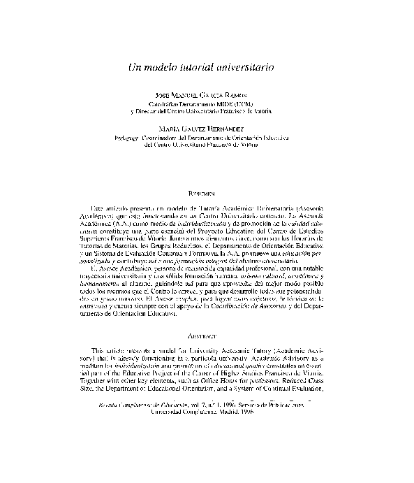 (PDF) Un modelo tutorial universitario