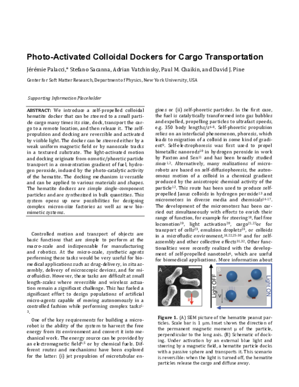 (PDF) Photoactivated Colloidal Dockers for Cargo Transportation