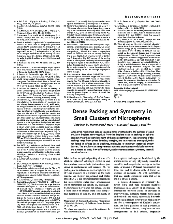 (PDF) Dense Packing and Symmetry in Small Clusters of Microspheres