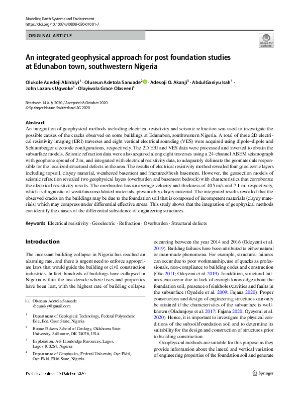 (PDF) An integrated geophysical approach for post foundation studies at ...