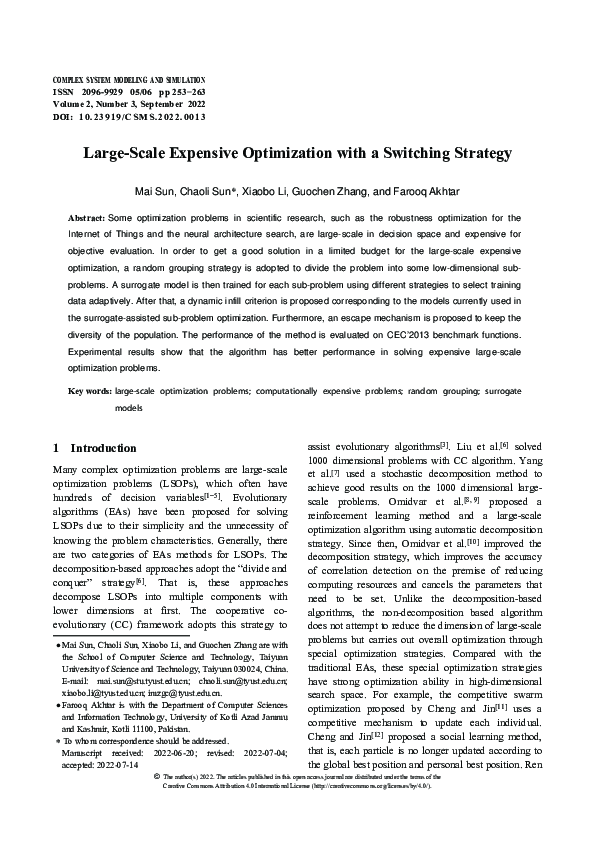Pdf Large Scale Expensive Optimization With A Switching Strategy