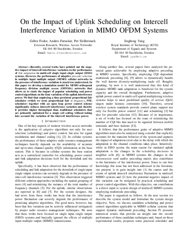 (PDF) On the impact of uplink scheduling on intercell interference ...