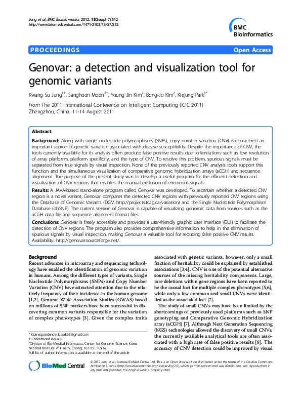 (PDF) Genovar: a detection and visualization tool for genomic variants
