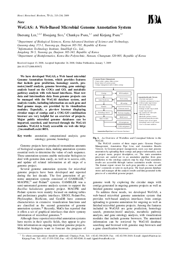(PDF) WeGAS: A Web-Based Microbial Genome Annotation System
