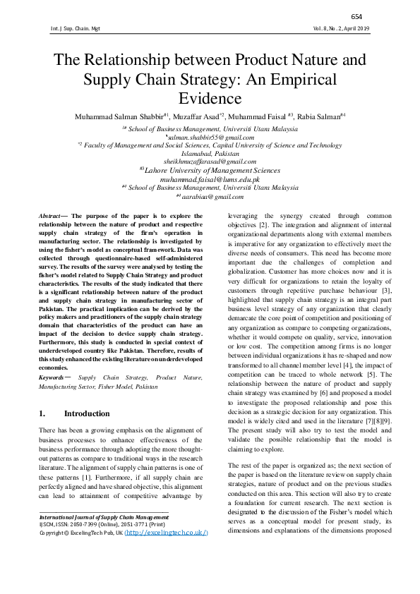 (PDF) The Relationship between Product Nature and Supply Chain Strategy ... (PDF) The Relationship between Product Nature and Supply Chain Strategy ...