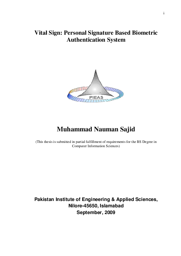 (PDF) Vital Sign: Personal Signature Based Biometric Authentication System