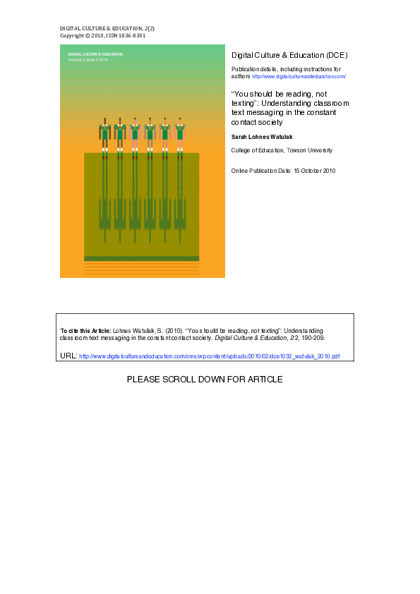 (PDF) “You should be reading, not texting”: Understanding classroom ...