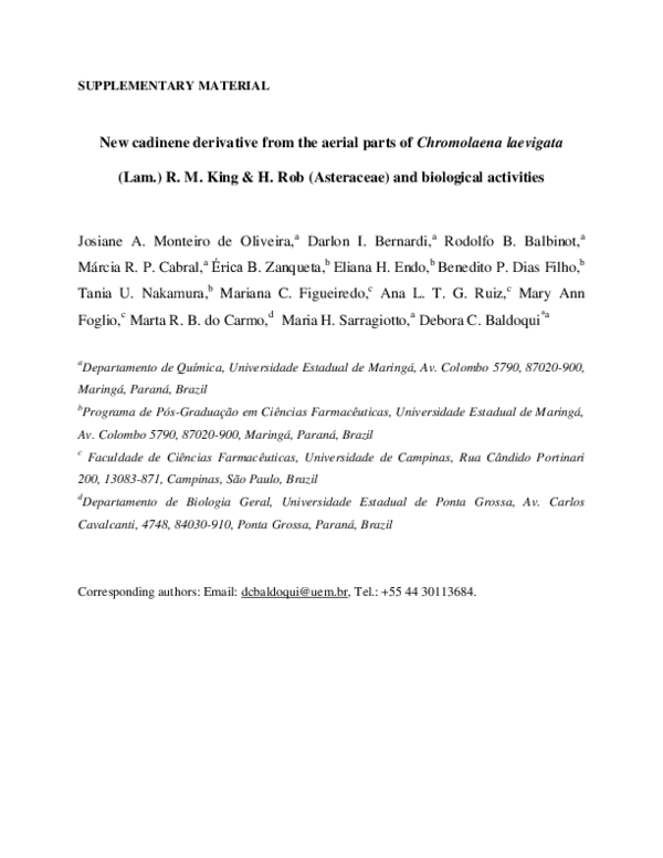 (PDF) New cadinene-sesquiterpene from Chromolaena laevigata (lam.) R. M ...