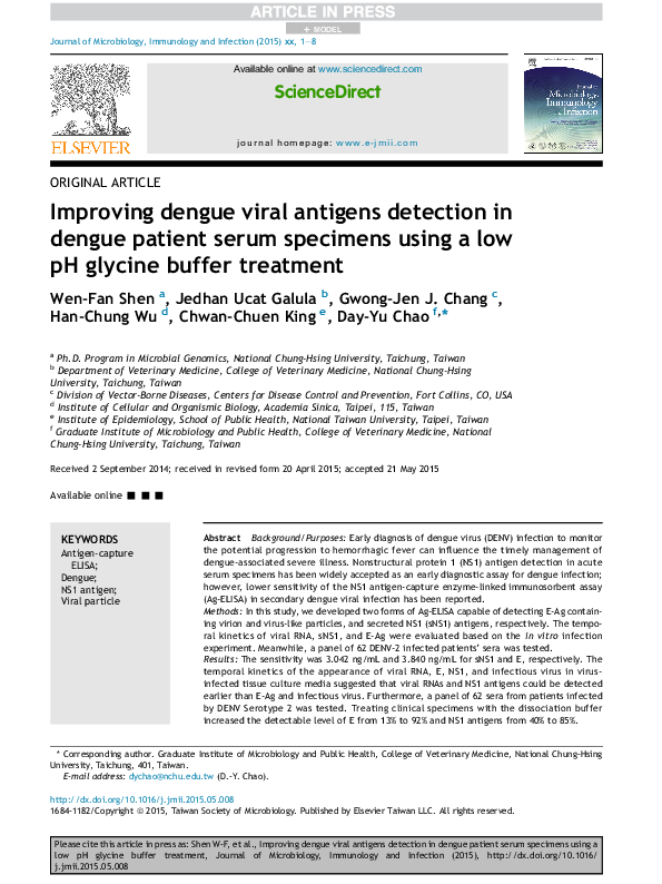 (PDF) Improving dengue viral antigens detection in dengue patient serum specimens using a low pH ...