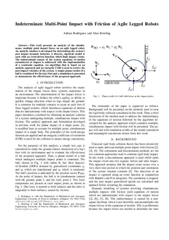 (PDF) Indeterminate multi-point impact with friction of agile legged robots