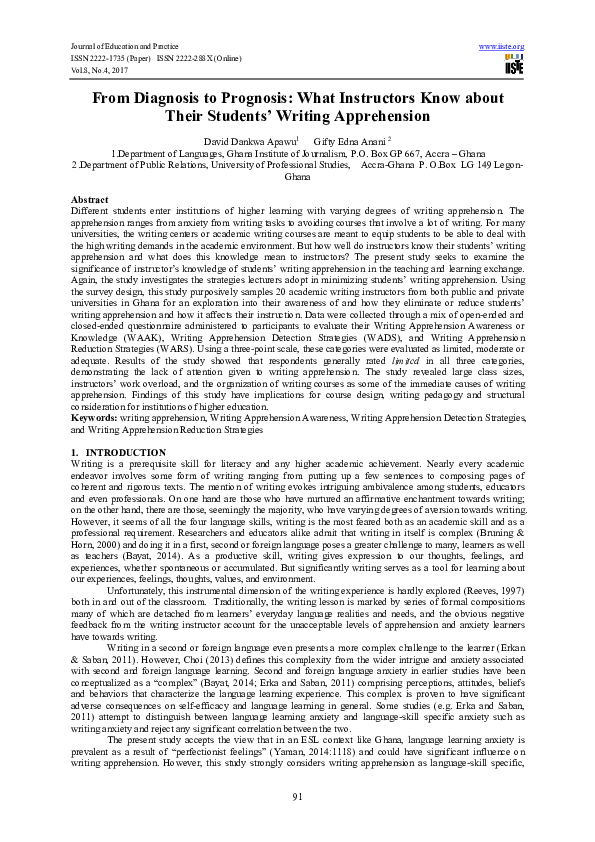 (PDF) From Diagnosis to Prognosis: What Instructors Know about Their ...