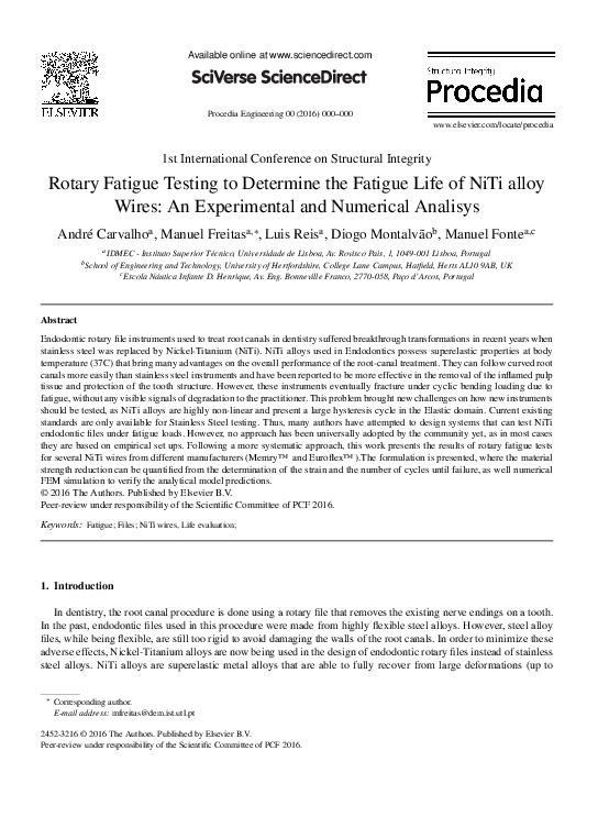 (PDF) Rotary Fatigue Testing to Determine the Fatigue Life of NiTi ...