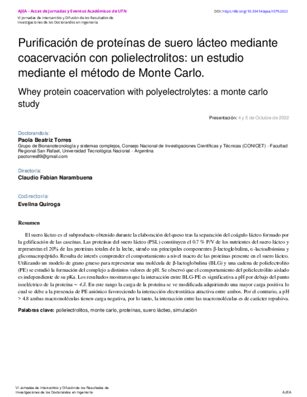 (PDF) Purificación de proteínas de suero lácteo mediante coacervación ...