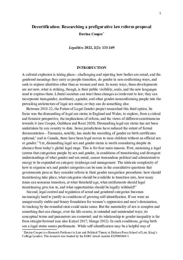 (DOC) Decertification: Researching a prefigurative law reform proposal