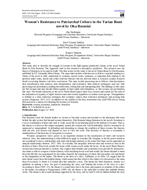 (PDF) Women’s Resistance to Patriarchal Culture in the Tarian Bumi ...