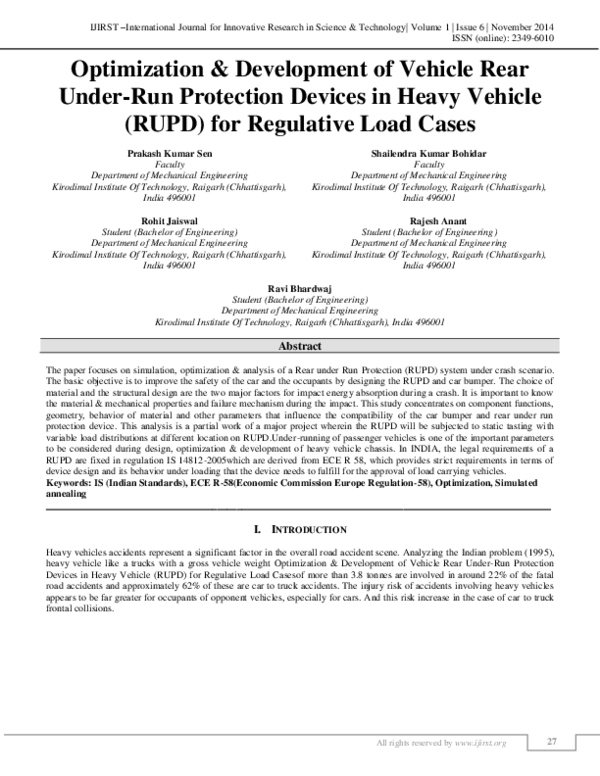 (PDF) Optimization & Development of Vehicle Rear Under-run Protection ...