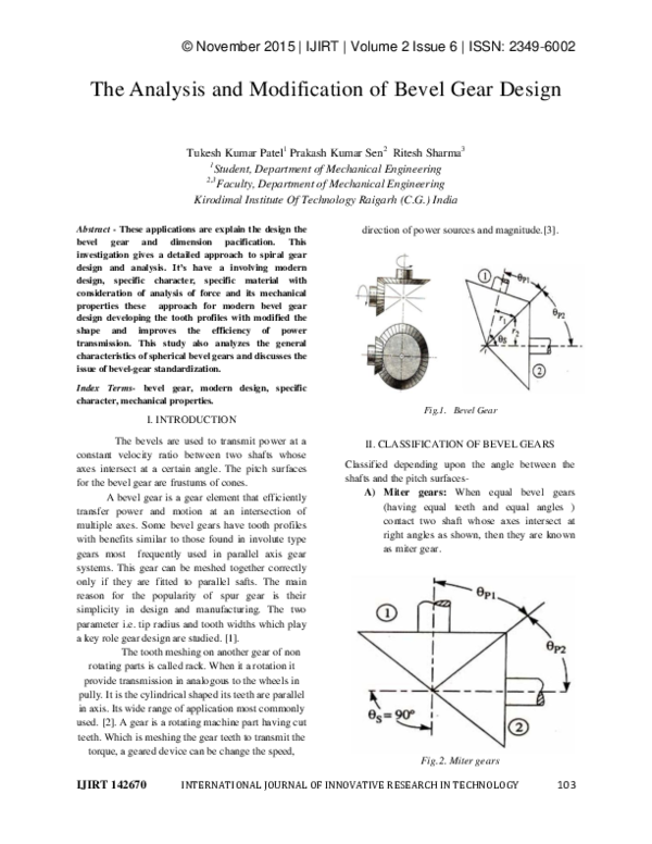 (PDF) The Analysis and Modification of Bevel Gear Design | PRAKASH KUMAR SEN - Academia.edu