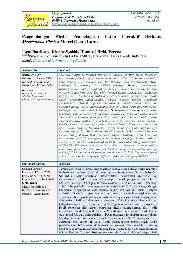 (PDF) Pengembangan Media Pembelajaran Fisika Interaktif Berbasis Macromedia Flash 8 Materi Gerak ...