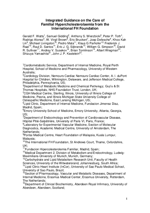 (PDF) Integrated guidance on the care of familial hypercholesterolaemia ...