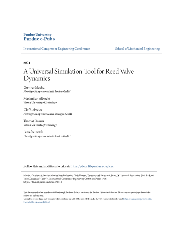 (PDF) A Universal Simulation Tool for Reed Valve Dynamics