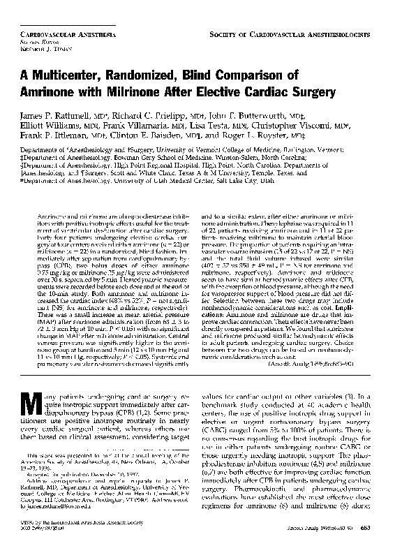 (PDF) A Multicenter, Randomized, Blind Comparison of Amrinone with ...