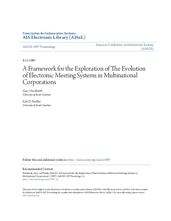 (PDF) A Framework for the Exploration of The Evolution of Electronic ...