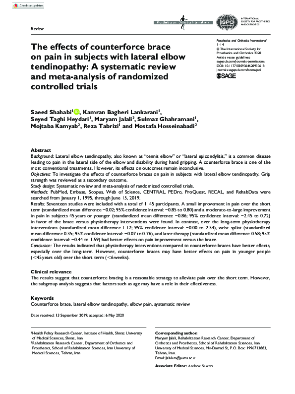 (PDF) The effects of counterforce brace on pain in subjects with ...
