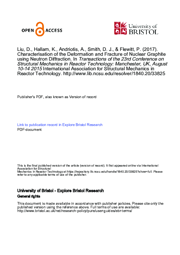 (PDF) Characterisation of the Deformation and Fracture of Nuclear ...