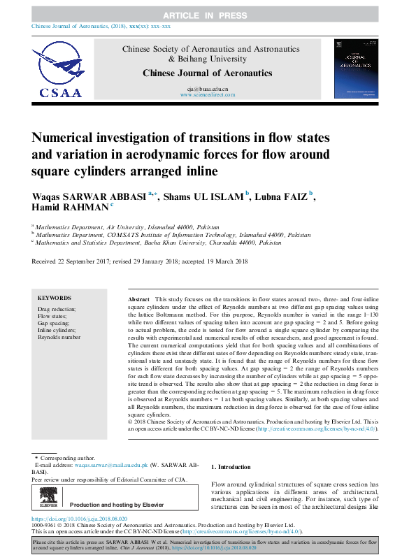 (PDF) Flow State Transitions Around Inline Square Cylinders