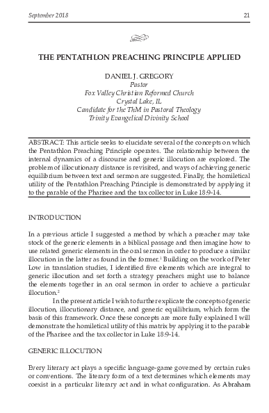 (PDF) The Pentathlon Preaching Principle Applied