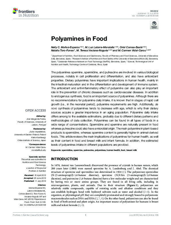 (PDF) Polyamines in Food