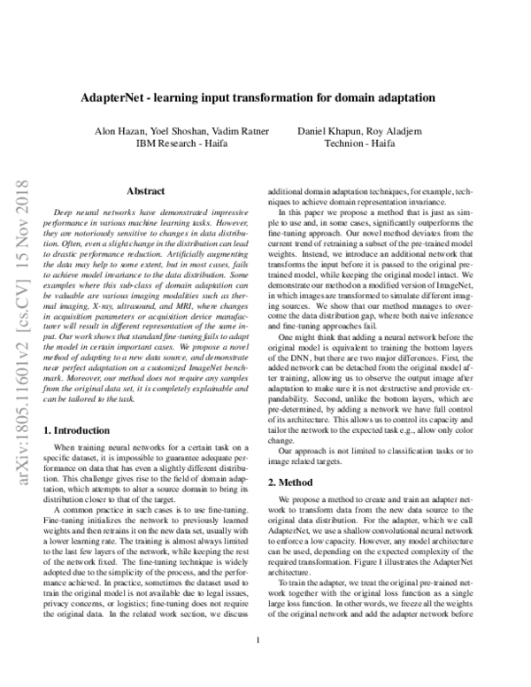 (PDF) AdapterNet - learning input transformation for domain adaptation