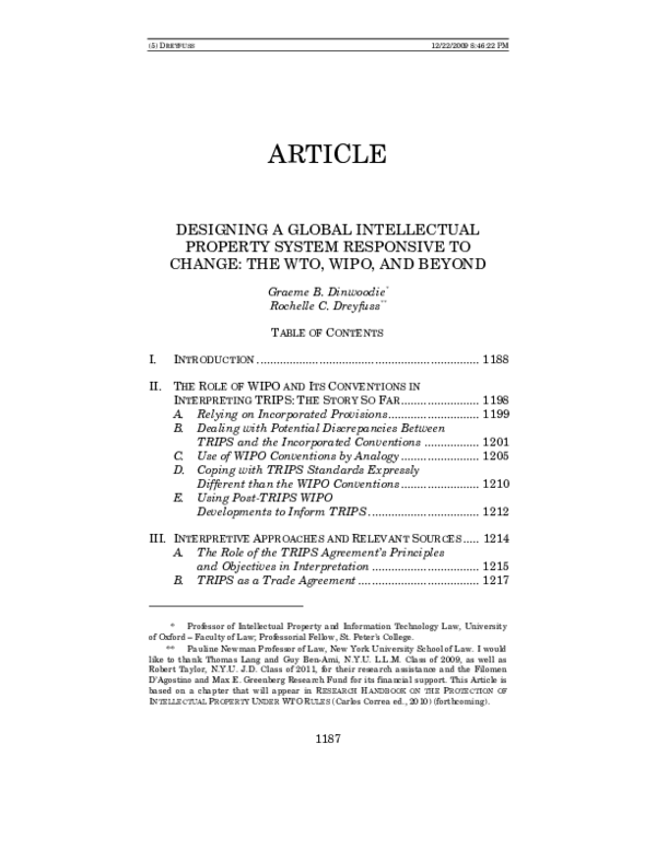 (PDF) Designing a Global Intellectual Property System Responsive to ...