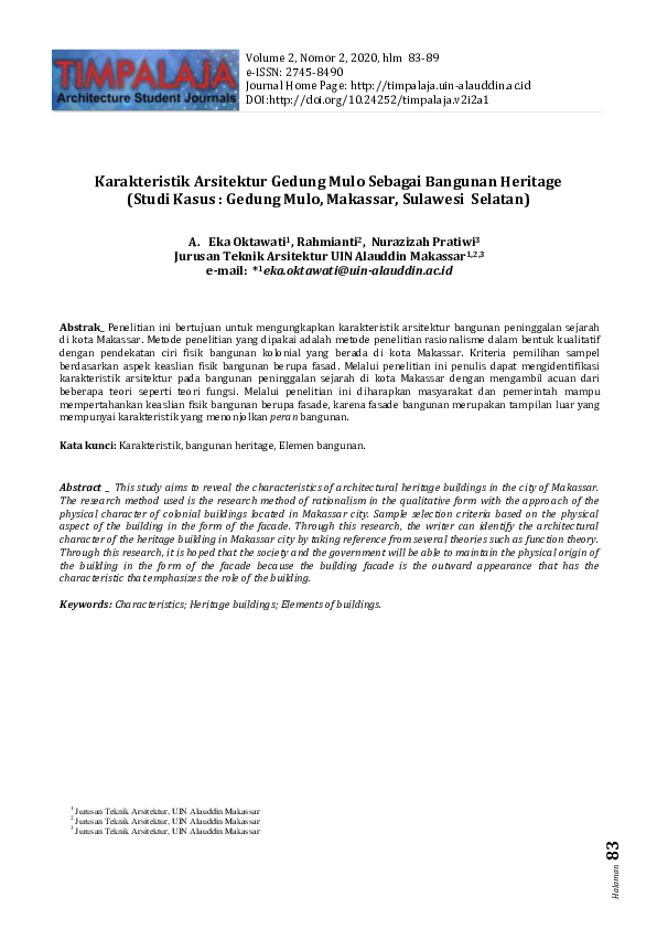 (PDF) Karakteristik Arsitektur Gedung Mulo Sebagai Bangunan Heritage ...